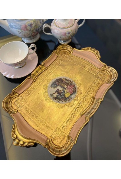 Fatto A Mano Design El Boyaması Gül Ağacı Görünümlü Tepsi Fatto A Mano Design El Boyaması Gül Ağacı Görünümlü Tepsi