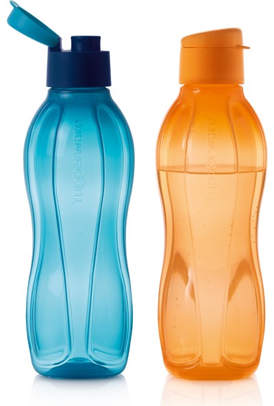 Tupperware Eco Şişe Suluk Kolay Kapak Deniz Mavisi ve Papaya 750 ml 2'li