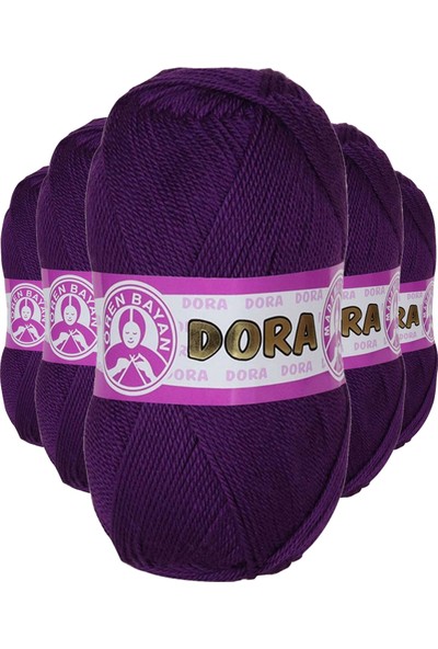 5 Adet Dora El Örgü Ipi Yünü 100 gr 043 Mor