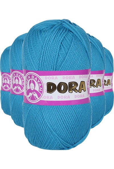 BYR 5 Adet Dora El Örgü Ipi Yünü 100 gr 025 Turquaz