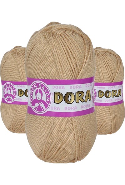 3 Adet Dora El Örgü Ipi Yünü 100 gr 114 Bej