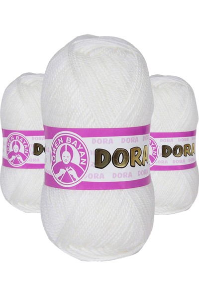 3 Adet Dora El Örgü Ipi Yünü 100 gr 100 Beyaz