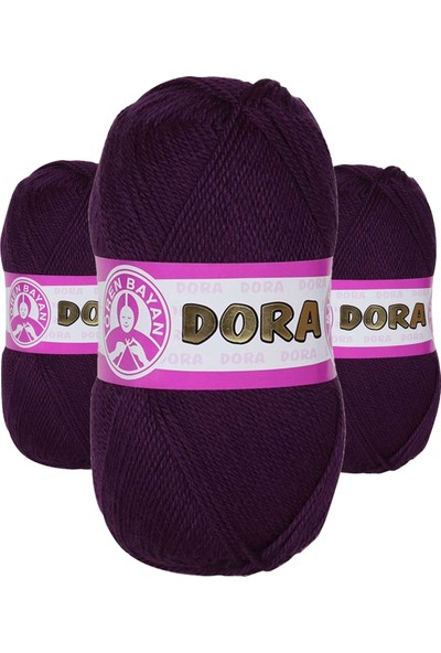 3 Adet Dora El Örgü Ipi Yünü 100 gr 061 Mürdüm