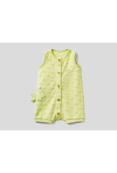 Benetton Kabartma Balık Desenli Slub Tulum