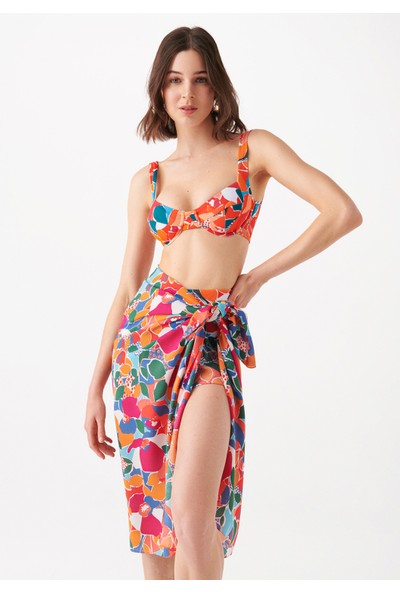 Mavi Baskılı Turuncu Pareo Mavi Baskılı Turuncu Pareo