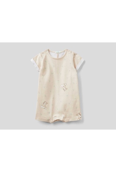 Benetton Desenli Şort Tulum