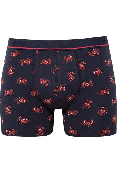 Mavi Baskılı Lacivert Boxer