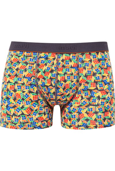 Mavi Baskılı Kırmızı Boxer