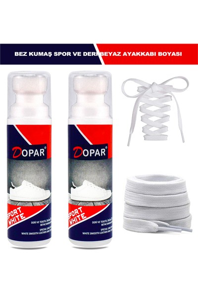 Beyaz Spor Deri Bez ve Kumaş Ayakkabı Boyası 2 Adet 75 ml 2 Bağcıklı Beyaz Spor Deri Bez ve Kumaş Ayakkabı Boyası 2 Adet 75 ml 2 Bağcıklı