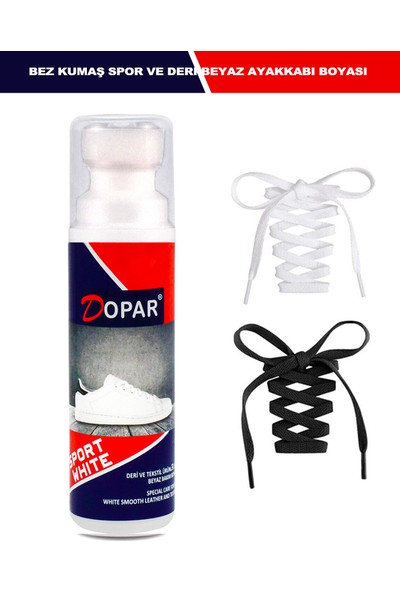 Beyaz Spor Deri Bez ve Kumaş Ayakkabı Boyası 75 ml Bağcık Hediyeli Beyaz Spor Deri Bez ve Kumaş Ayakkabı Boyası 75 ml Bağcık Hediyeli