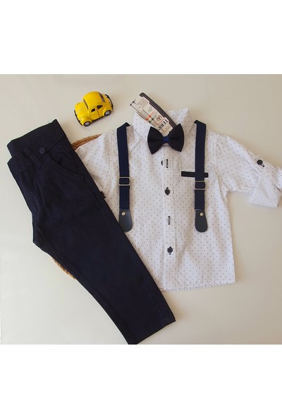 Terry Bayramlık Erkek Çocuk Papyonlu & Askılı & Gömlekli & Pantolonlu 2' Li Takım