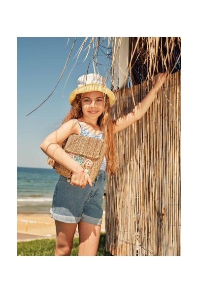 DeFacto Kız Çocuk Mom Fit Paça Katlama Detaylı Jean Şort W5745A622HS