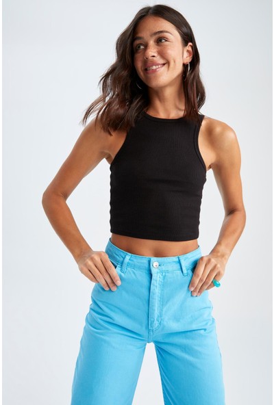 DeFacto Slim Fit Halter Yaka Pamuklu Crop Top U0357AZ22SM DeFacto Slim Fit Halter Yaka Pamuklu Crop Top U0357AZ22SM