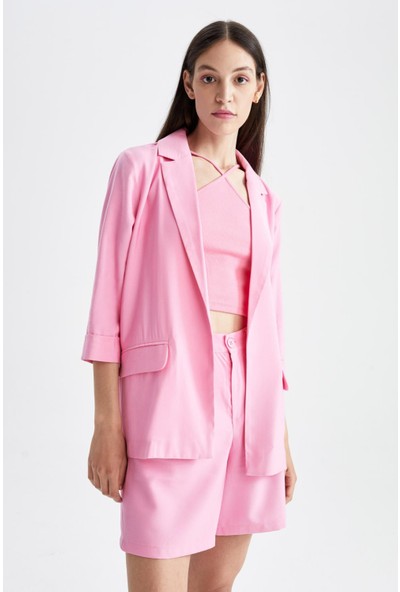 DeFacto Regular Fit Viskon Kıvrık Kollu Blazer Ceket W9652AZ22SP