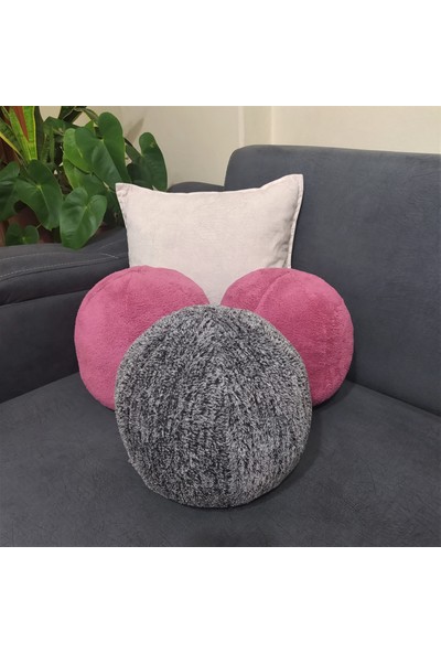 Register 3' Lü Top Kırlent Yastık Minder (2 Büyük Pembe 40 cm - Büyük Kırçıl 40 Cm) Register 3' Lü Top Kırlent Yastık Minder (2 Büyük Pembe 40 cm - Büyük Kırçıl 40 Cm)