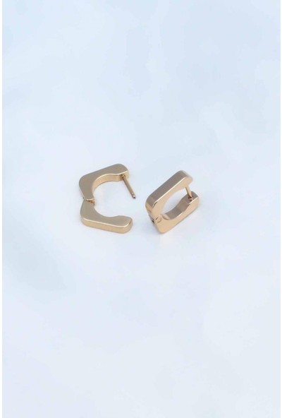Clariss Kare Gold Renk Çelik Kadın Küpe