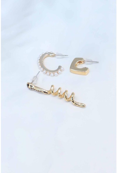 Clariss Üçlü Gold Renk Kadın Küpe