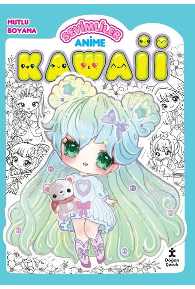 Kawaii Anime Mutlu Boyama 2 Yeşil