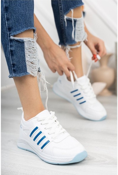 Modatalika Kadın Infinite Yanı Şeritli Beyaz-Mavi Spor Ayakkabı Modatalika Kadın Infinite Yanı Şeritli Beyaz-Mavi Spor Ayakkabı