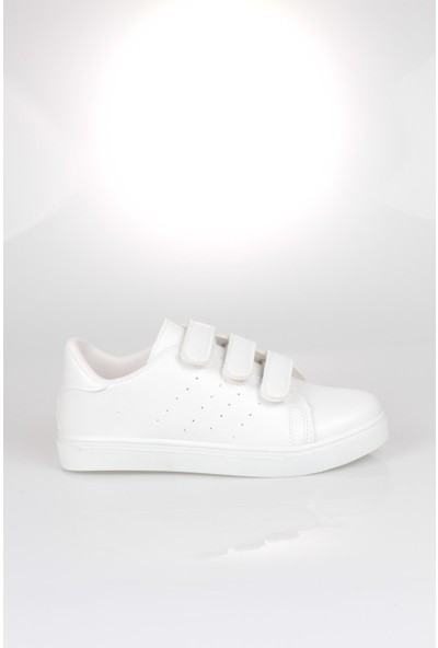 Ayakkabı Yolla Kadın Beyaz 3 Cırtlı Spor Ayakkabı Byz