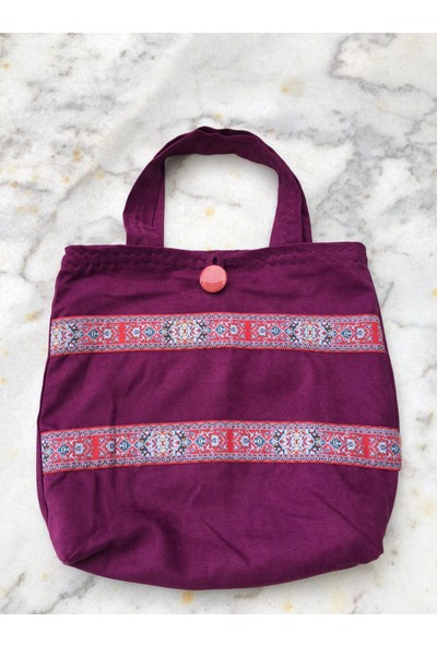 Momandkash Etnik Desenli Mor Patchwork Çanta