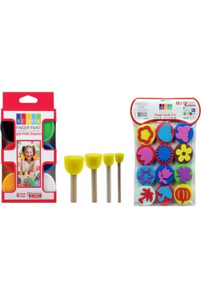 Ofigram Parmak Boyası Ponpon Sünger Fırça Sünger Eva Baskı Seti Ofigram Parmak Boyası Ponpon Sünger Fırça Sünger Eva Baskı Seti