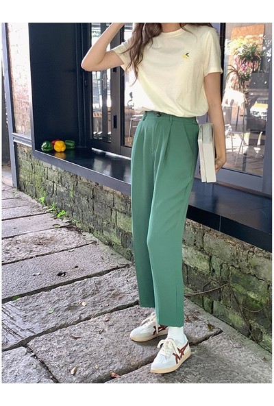 Muzi Yüksek Bel Sıska Geniş Bacaklı Takım Elbise Pantolon Kadın Yaz Yeni Dikey His Düz Rahat Dokuz Noktalı Pantolon Muzi Yüksek Bel Sıska Geniş Bacaklı Takım Elbise Pantolon Kadın Yaz Yeni Dikey His Düz Rahat Dokuz Noktalı Pantolon