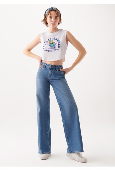 Mavi Delidolu Gölgeli Jean Pantolon