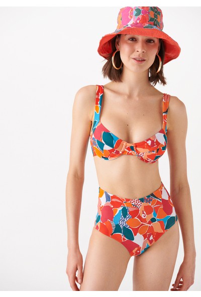 Mavi Kırmızı Bikini Üstü