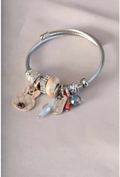 Karazona Kadın Kahverengi Tavşan Figürlü Charm Bileklik KZ-BB4346