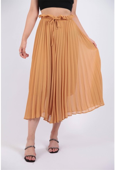 Coral Piliseli Etek Camel