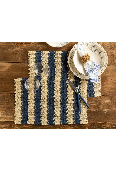 English Home Minka Kağıt 2'li Amerikan Servis 30 x 45 cm Lacivert