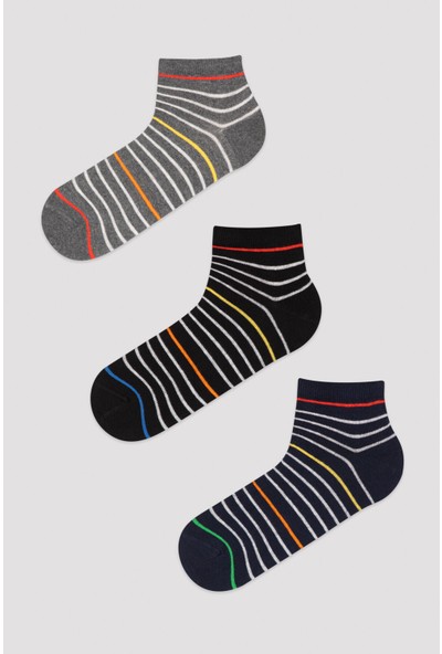 Penti Lacivert Stripe Colour 3lü Liner Çorap