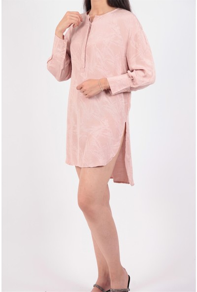 Coral Yaka Düğmesi Kapaklı Tunik Pudra Coral Yaka Düğmesi Kapaklı Tunik Pudra