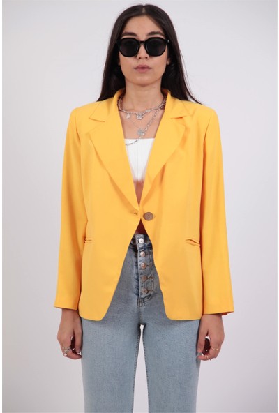 Coral Tek Düğmeli Ceket Sarı