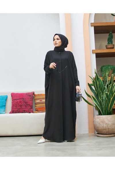 Neways Krep Siyah Abaya 6571 Neways Krep Siyah Abaya 6571