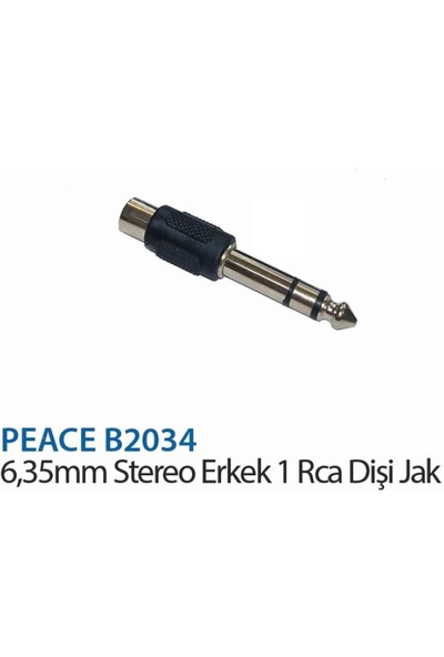 Peace B2034 6,35 mm Stereo Erkek 1 Rca Dişi Çevirici Peace B2034 6,35 mm Stereo Erkek 1 Rca Dişi Çevirici