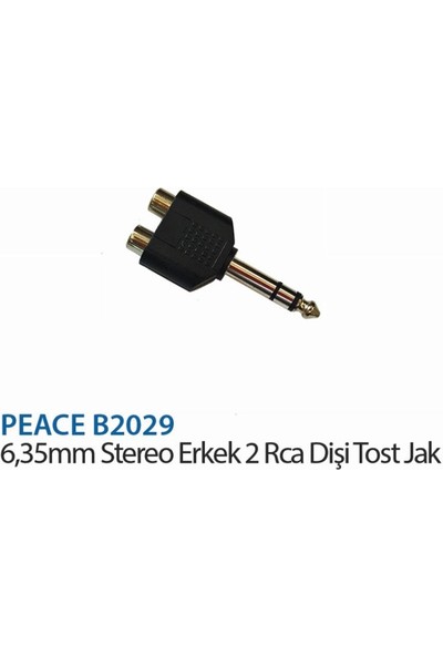 Peace B2029 6,35 mm Stereo Erkek 2 Rca Dişi Tost Jak Peace B2029 6,35 mm Stereo Erkek 2 Rca Dişi Tost Jak