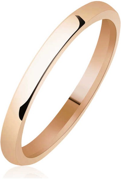 Noctis 2 mm Düz Bombeli Rose Gümüş Alyans