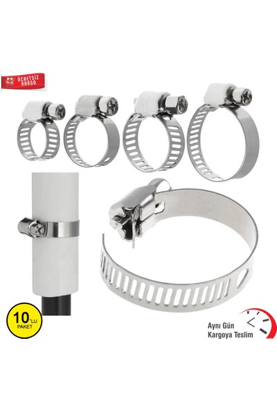OKÇU KARDEŞLER YAPI MARKET Ayarlı Metal Hortum Kelepçesi Vidalı 44*64 mm (10 Adet) OKÇU KARDEŞLER YAPI MARKET Ayarlı Metal Hortum Kelepçesi Vidalı 44*64 mm (10 Adet)