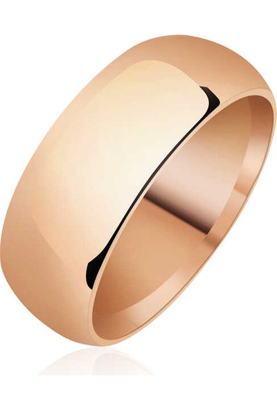 Noctis 8 mm Düz Bombeli Rose Gümüş Alyans