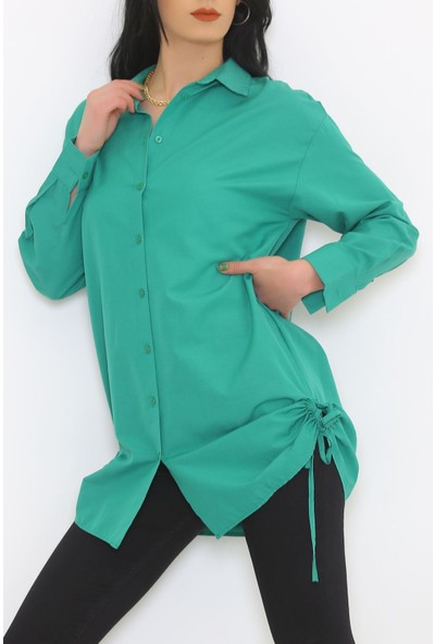 Karazona Kadın Yırtmaçlı Tunik Yeşil KZ2-8374