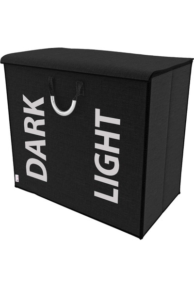 Helle Design Katlanabilir Kapaklı İki Bölmeli Çamaşır Sepeti Siyah Helle Design Katlanabilir Kapaklı İki Bölmeli Çamaşır Sepeti Siyah