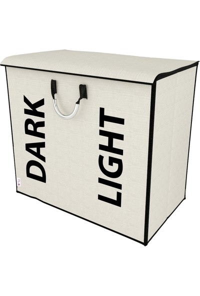 Helle Design Katlanabilir Kapaklı İki Bölmeli Çamaşır Sepeti Bej Helle Design Katlanabilir Kapaklı İki Bölmeli Çamaşır Sepeti Bej