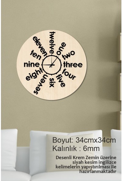 Home Trend Ingilizce Yazılı Dekoratif Ahşap Duvar Saati Home Trend Ingilizce Yazılı Dekoratif Ahşap Duvar Saati