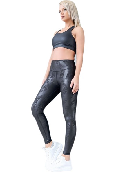 Nidas Store Kadın Deri Görünümlü Altın Varaklı Spor Tayt 1171 Nidas Store Kadın Deri Görünümlü Altın Varaklı Spor Tayt 1171