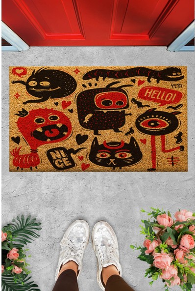 Cekuonline Coco Koko Paspas Pvc Taban Kıl Kapı Önü Paspası 33X55 Hello Doodle Cekuonline Coco Koko Paspas Pvc Taban Kıl Kapı Önü Paspası 33X55 Hello Doodle