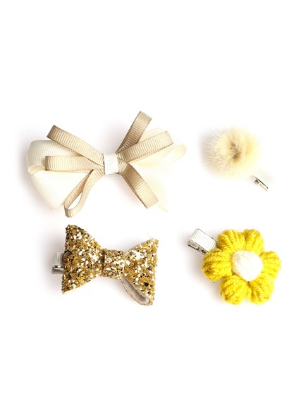 Crazy Kids Sarı Çiçek Toka 4lü