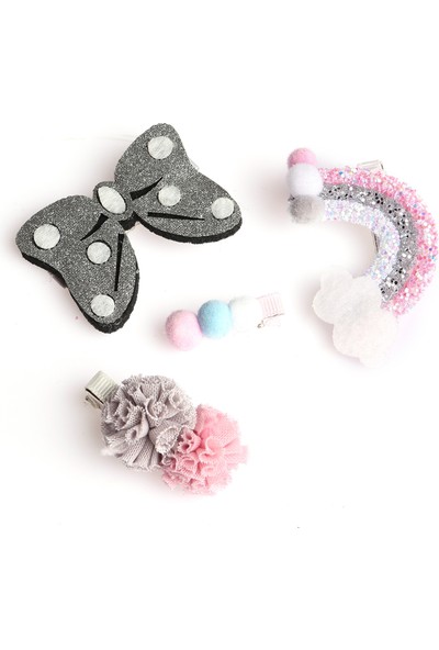 Crazy Kids Gümüş Fiyonk Toka 4lü