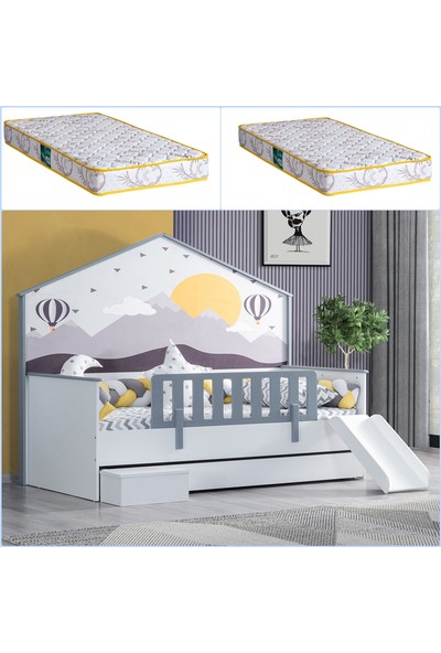 Setay Montessori Star Montessori Yavrulu Yatak Korkuluklu Kaydıraklı - Gri + 2 Adet Comfort Yatak Setay Montessori Star Montessori Yavrulu Yatak Korkuluklu Kaydıraklı - Gri + 2 Adet Comfort Yatak